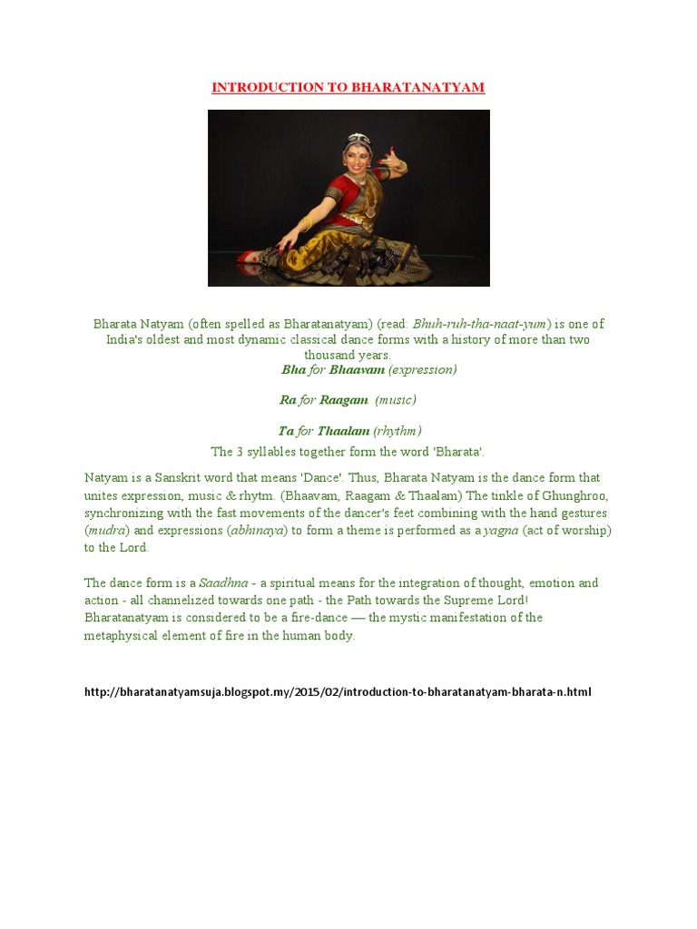 Introduction To Bharatanatyam: Bha For Bhaavam (Expression) Ra For ...