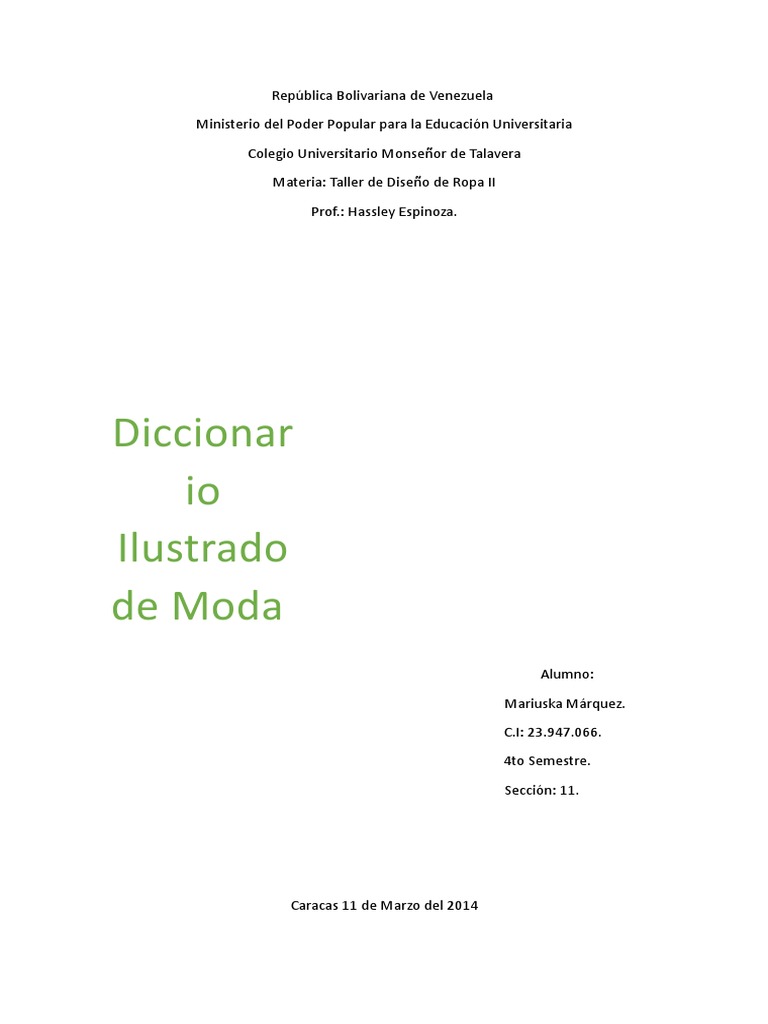 Diseño de moda: Diccionario ilustrado de términos de moda | PDF | Ropa ...