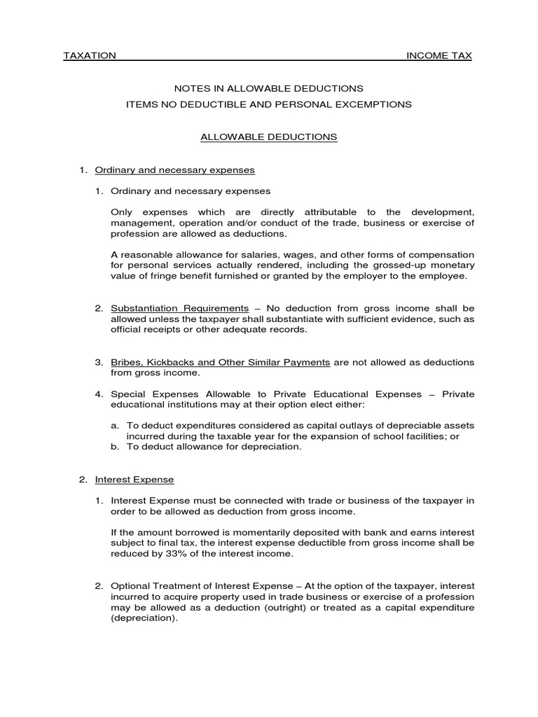 #15 Notes in Allowable Deductions | Tax Deduction | Gross Income
