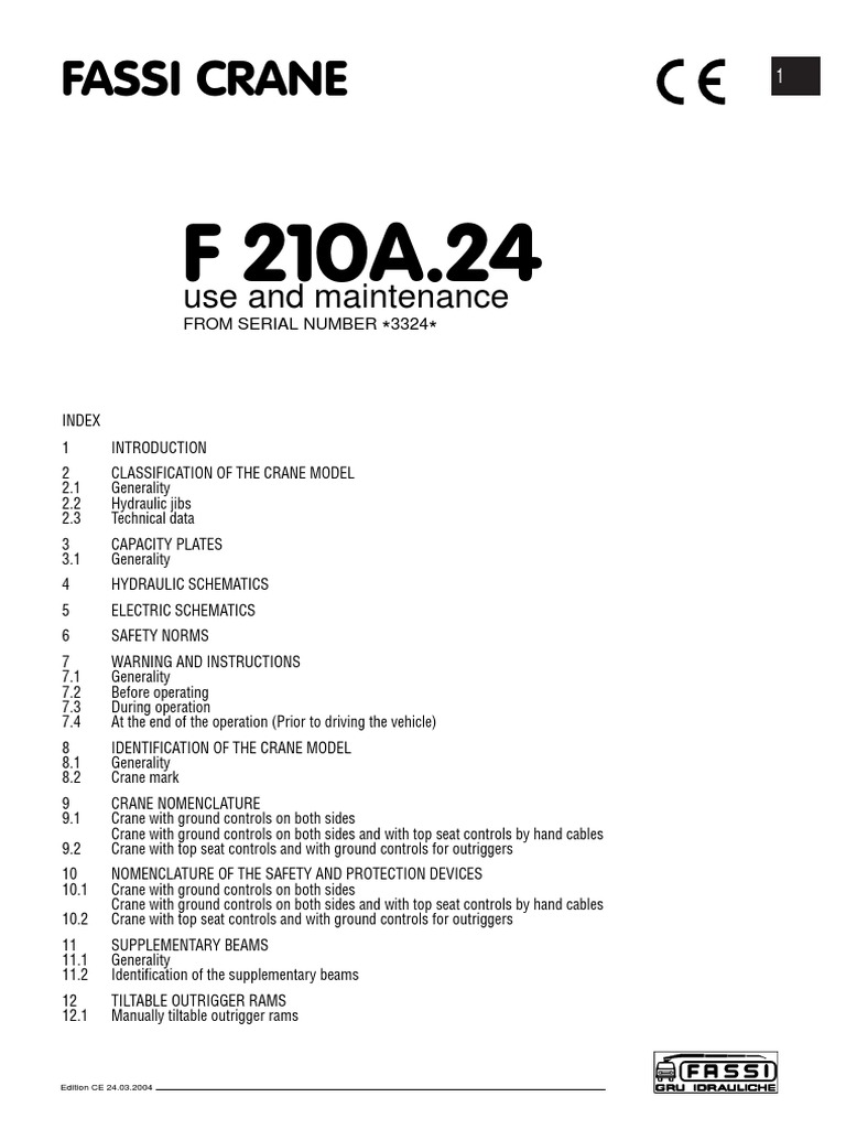 Fassi F210 Crane Operation Manual | PDF | Crane (Machine) | Valve