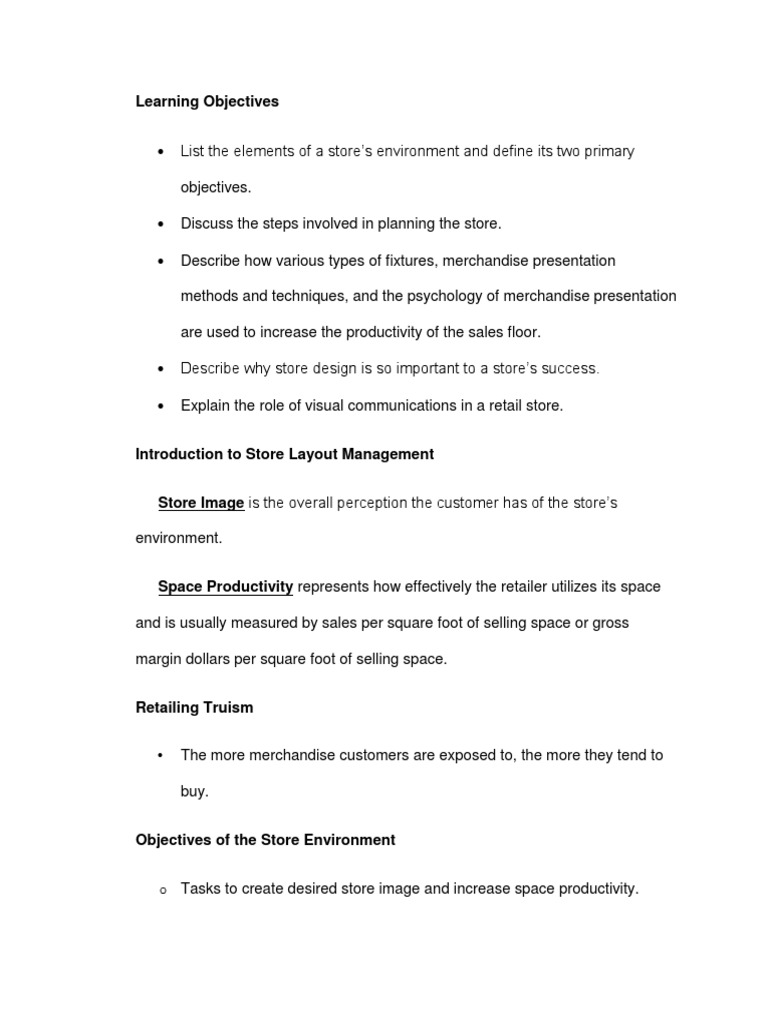 Learning Objectives | PDF | Retail | Business