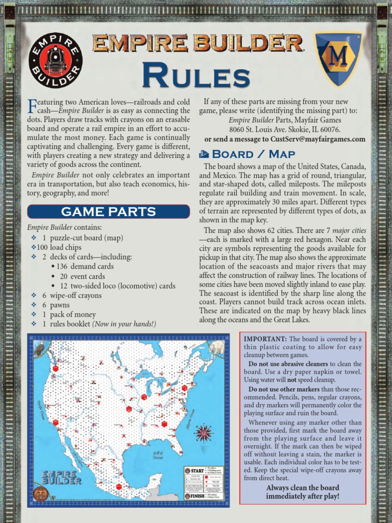 Game Parts: Board / Map | PDF | Train | Midwestern United States
