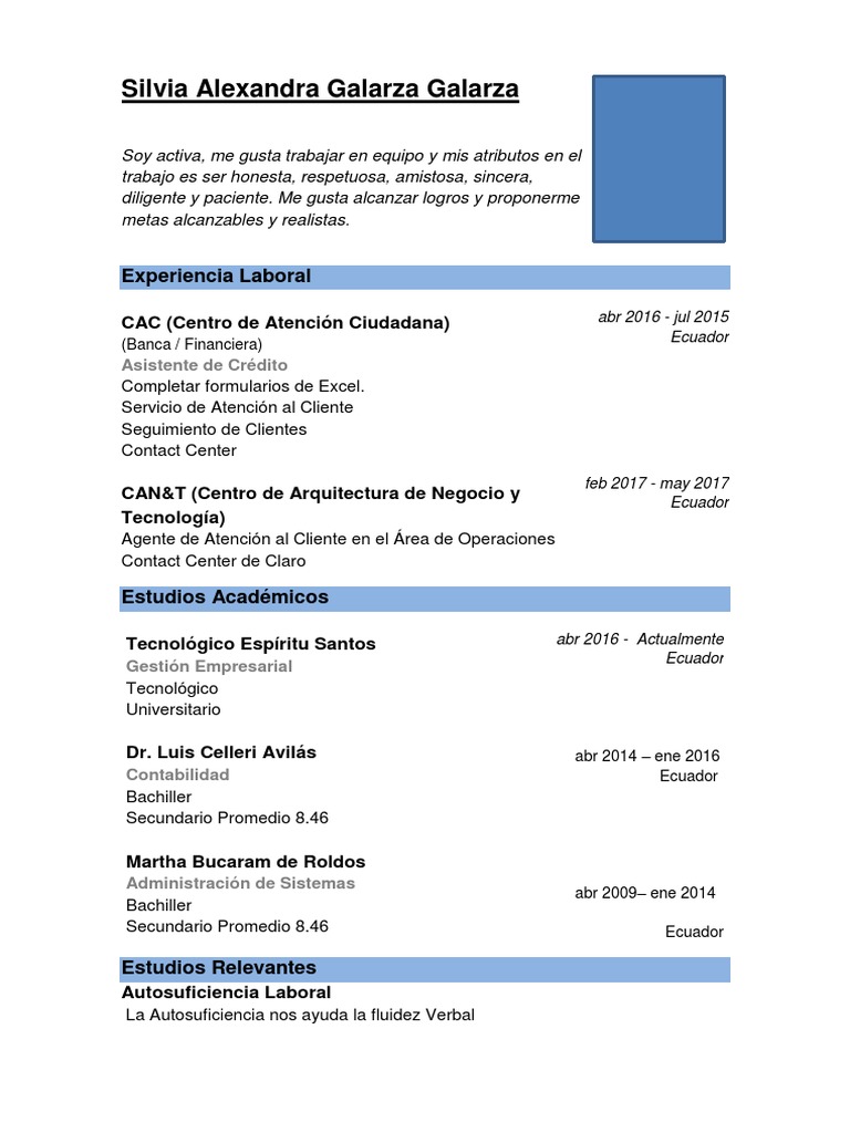CV Silvia Alexandra Galarza Galarza - Docx,,.............................. | PDF | Crecimiento ...