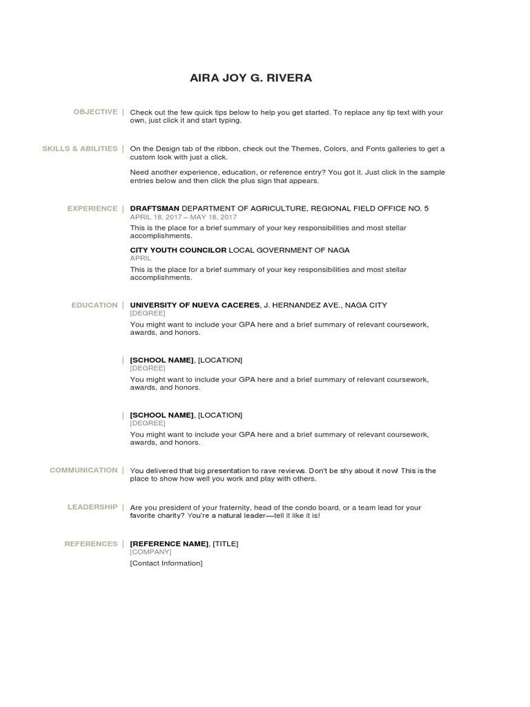 Aira Joy G. Rivera's Resume Overview | PDF