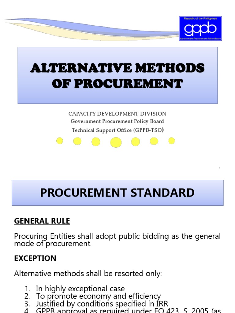 06 Alternative Methods of Procurement Rev Msy | PDF | Procurement | Lease