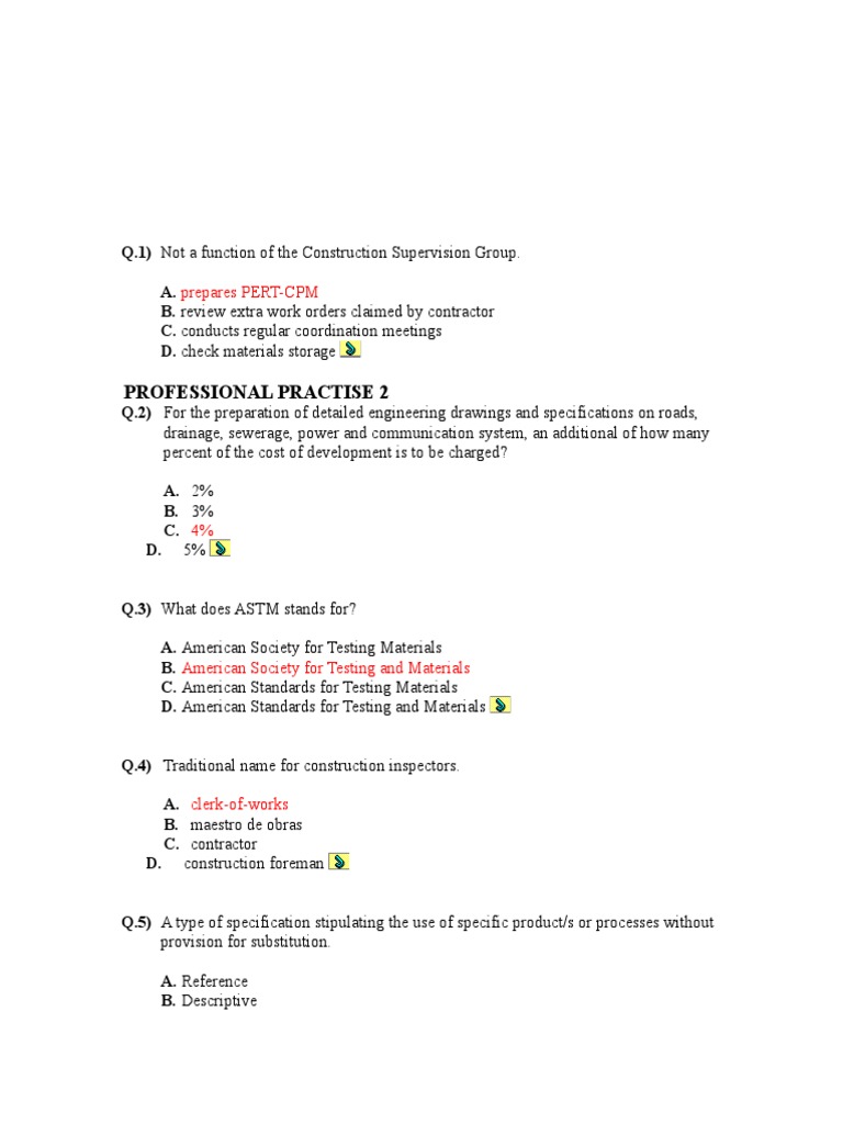 Professional Practice 2 With Answer | Download Free PDF | Architect | Specification (Technical ...