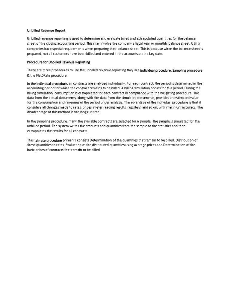 Unbilled Revenue Reporting Procedures | PDF | Simulation | Sampling ...