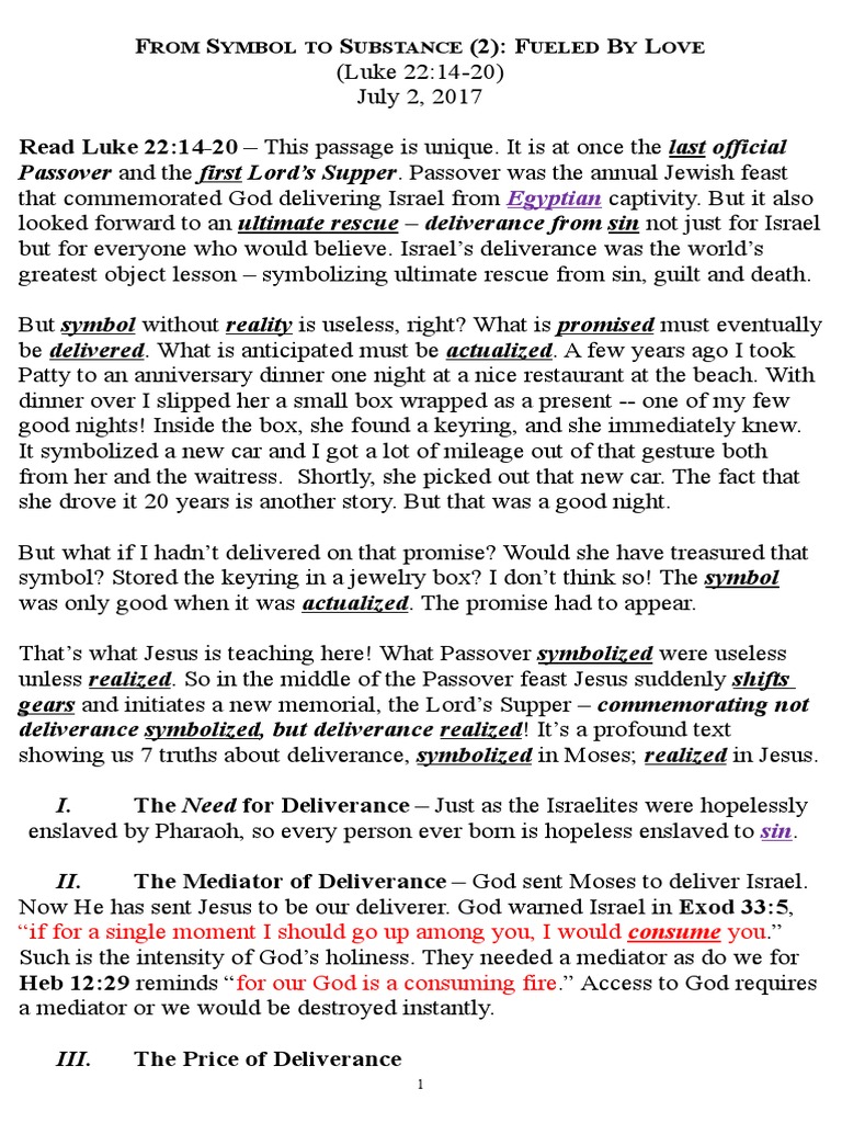 Luke 22-14-20 From Symbol To Substance (2) Fueled by Love | PDF | Aslan ...