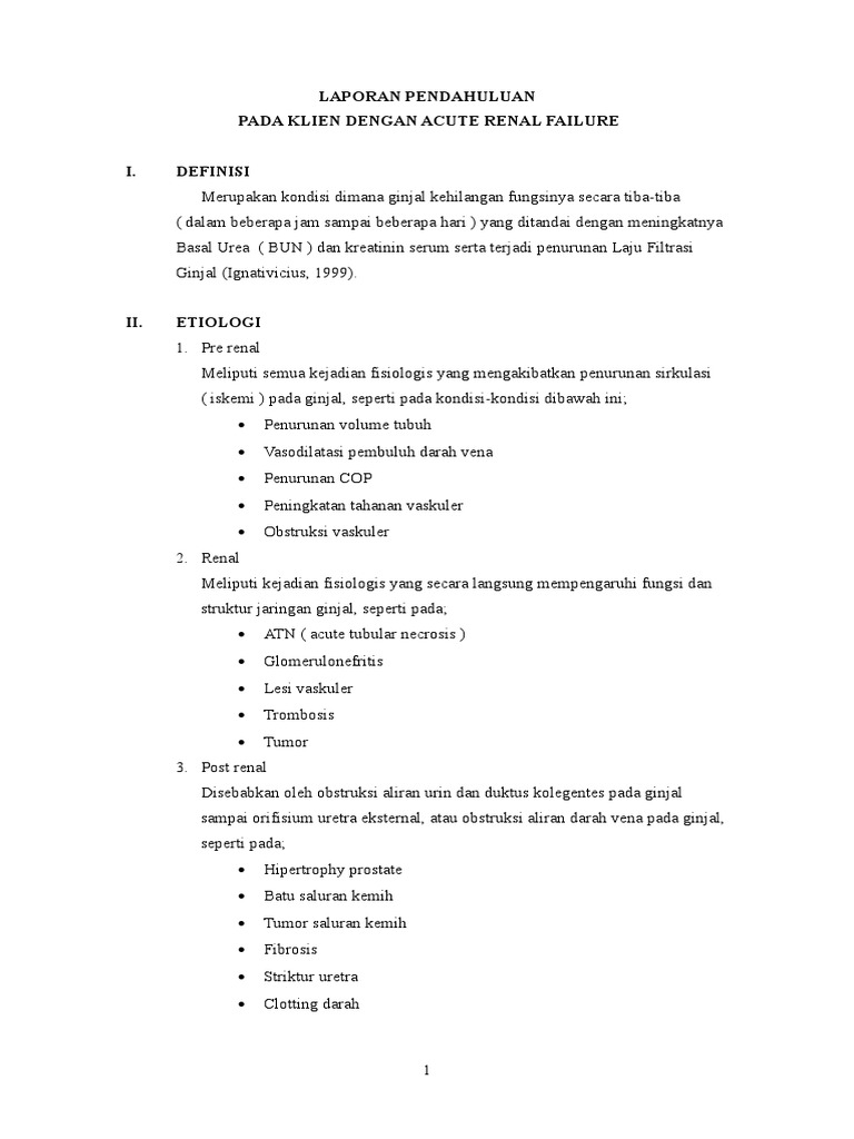 Askep Gagal Ginjal Akut (Arf) | PDF
