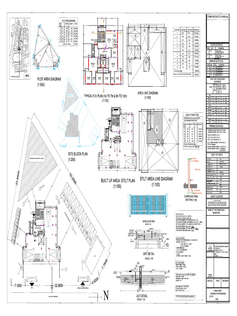 Plot Area Diagram (1:500) : Built Up Area: Stilt Plan (1:100) Stilt ...