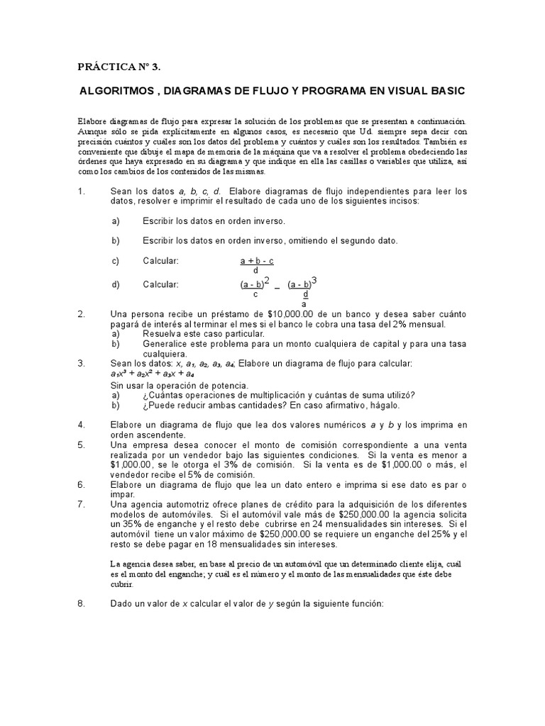 Diagramas de Flujo y Algoritmos en Visual Basic | PDF | Entero | Número natural