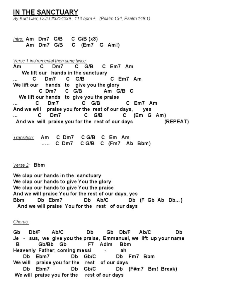 In the Sanctuary | Song Structure | Musical Forms
