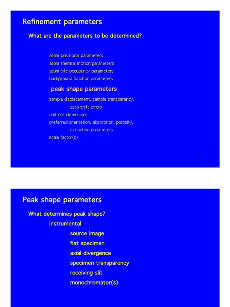 Rietveld Refinement Parameters | PDF | Analytical Chemistry | Atomic