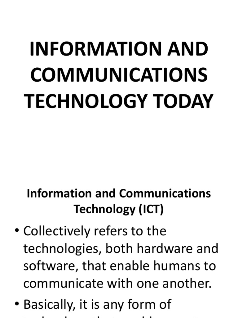 The Evolution and Impact of Information and Communication Technologies ...