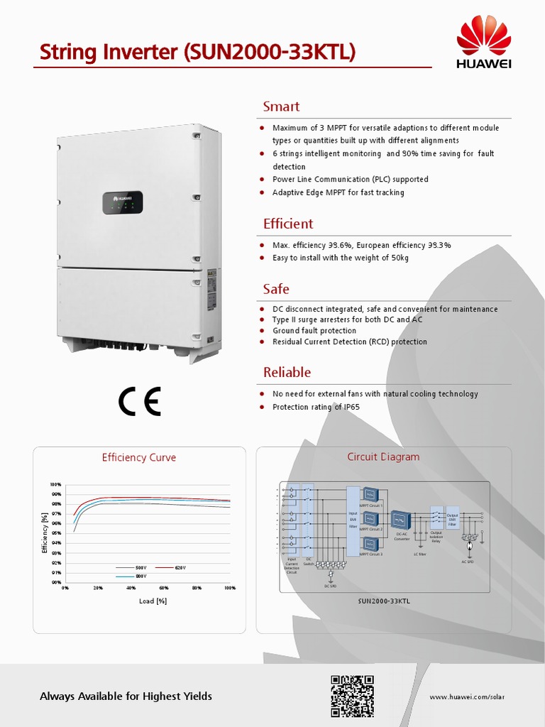 Huawei Sun2000-33ktl Datasheet 02 | PDF | Power Inverter | Electrical Engineering