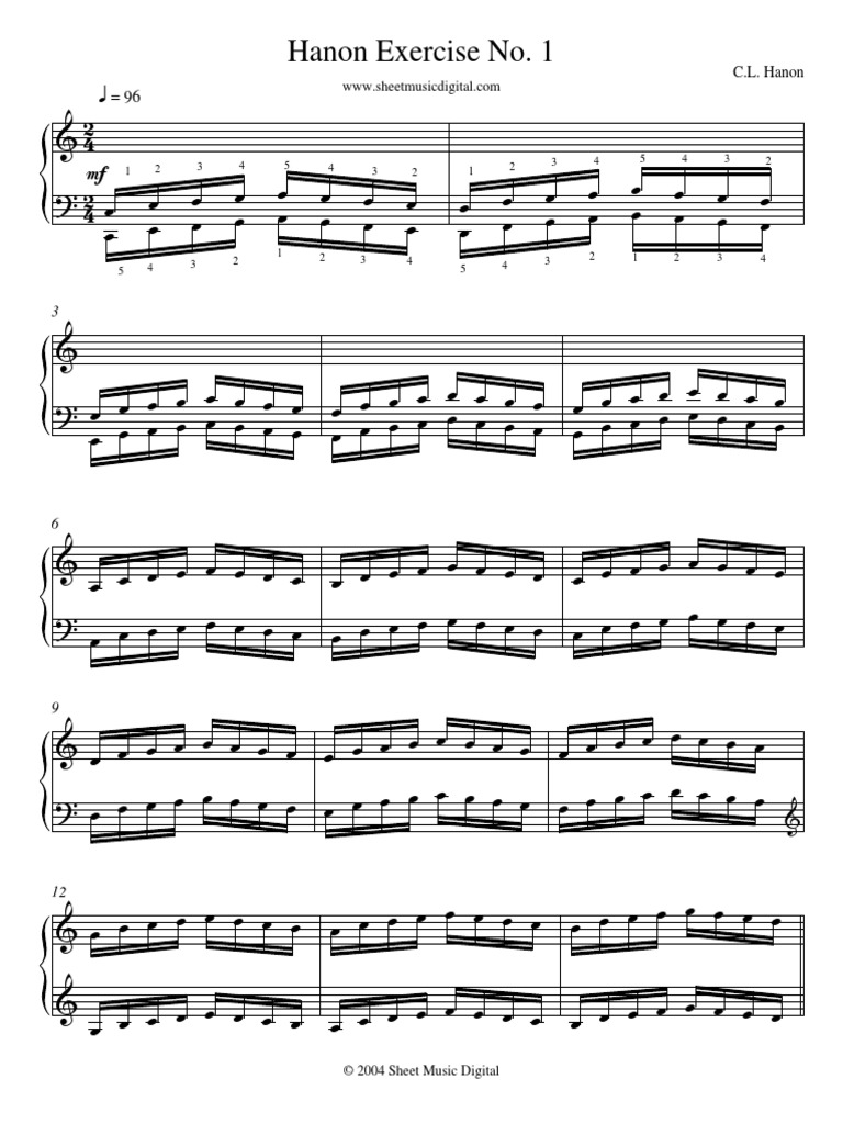 Hanon Exercise Exercises 1 To 33 PDF | PDF | Box Zithers | Keyboard ...