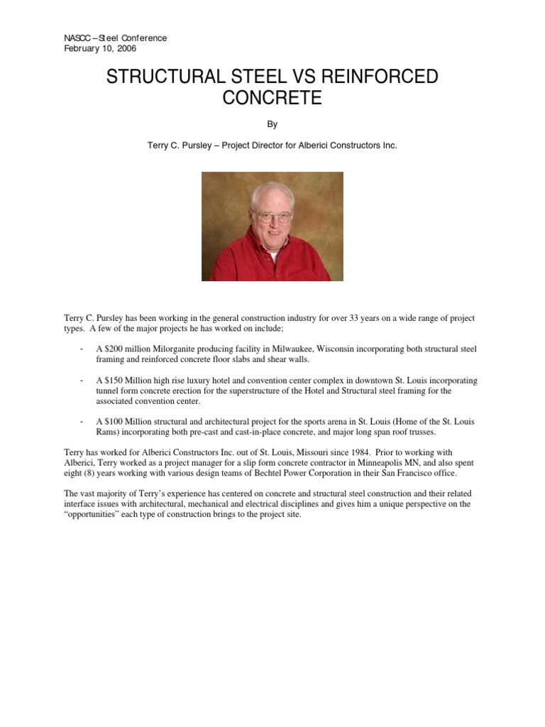 NASCC - Structural Steel Vs Reinforced Concrete | PDF | Concrete | Reinforced Concrete