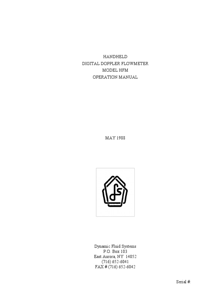 Handheld Digital Doppler Flowmeter Model HFM Operation Manual | PDF ...