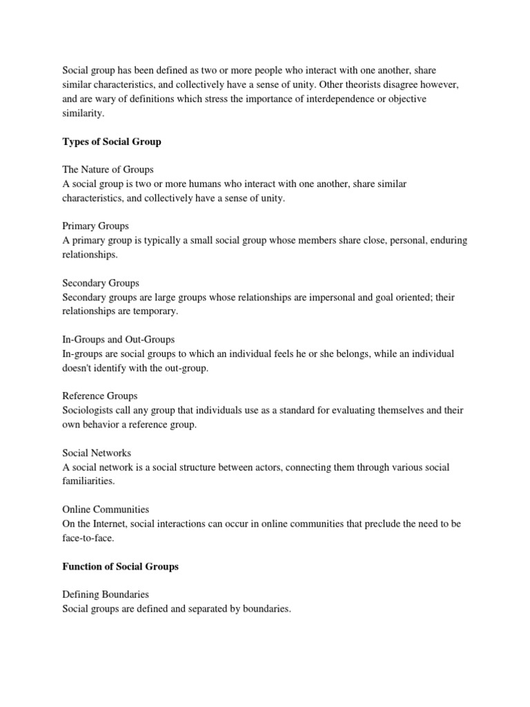 Types of Social Group | PDF