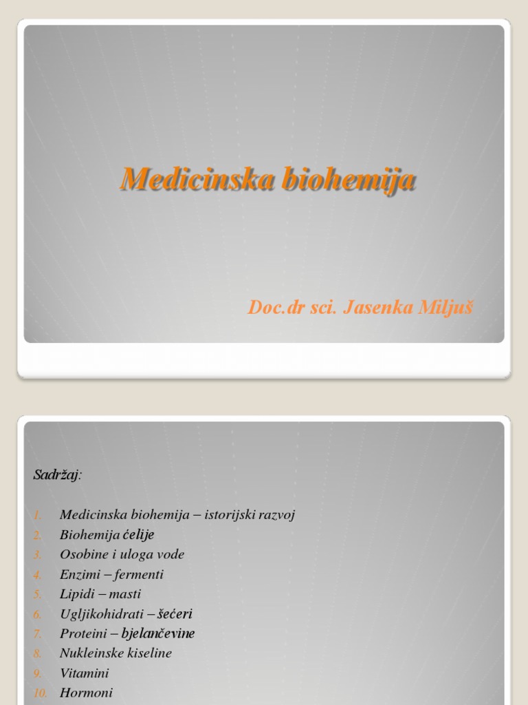 Medicinska Biohemija | PDF