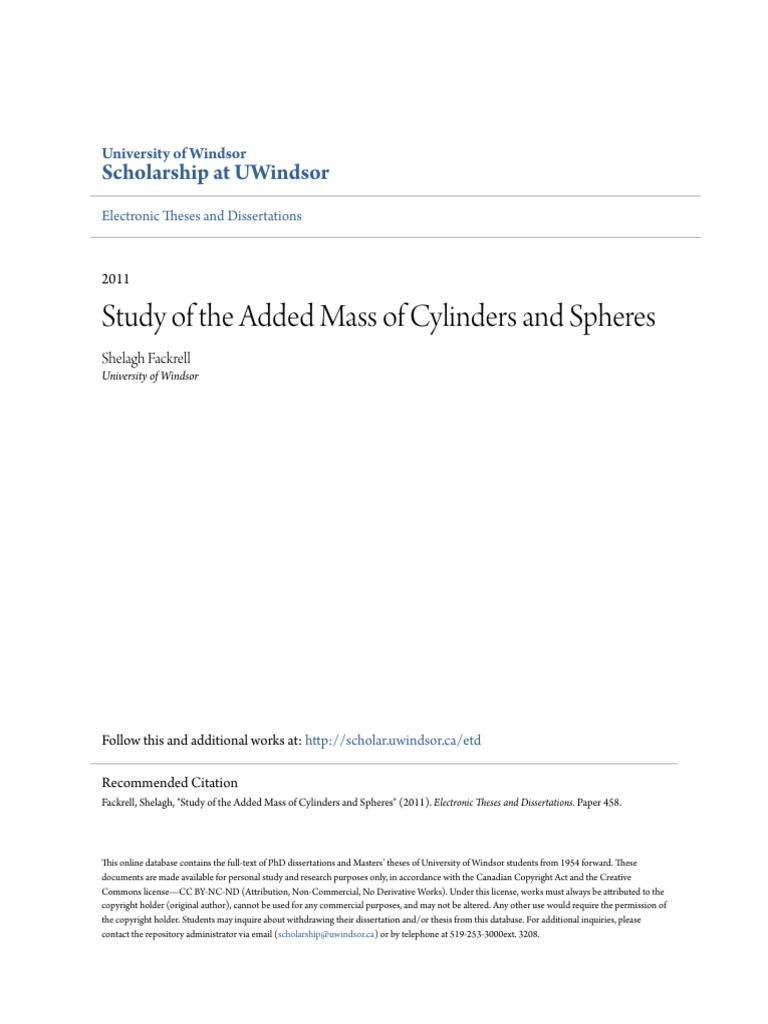 Study of The Added Mass of Cylinders and Spheres PDF | PDF | Fluid ...
