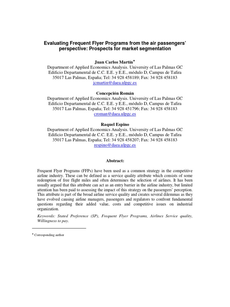 Evaluating FFP Programs | PDF | Frequent Flyer Program | Airlines