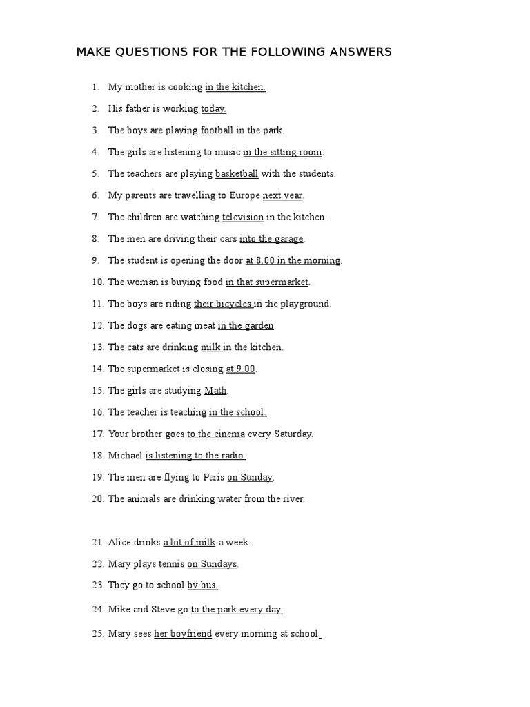 11 - Make Questions For The Following Answers | PDF | Leisure
