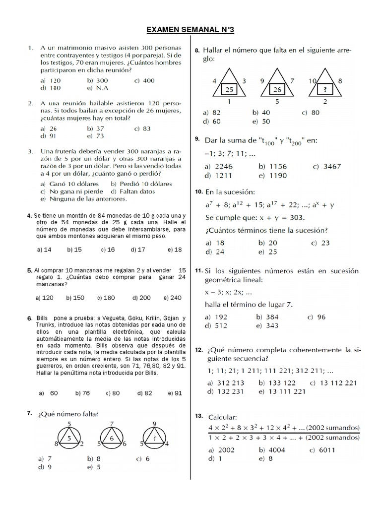 Examen Semanal N - 3 PDF | PDF