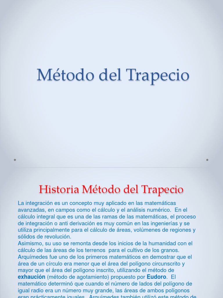 Método Del Trapecio | PDF | Integral | Cálculo