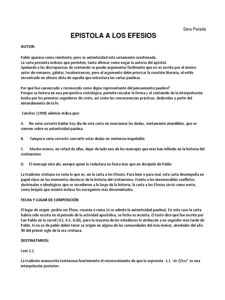 Exposicion Efesios | PDF | Epístola a los efesios | Pablo el apóstol