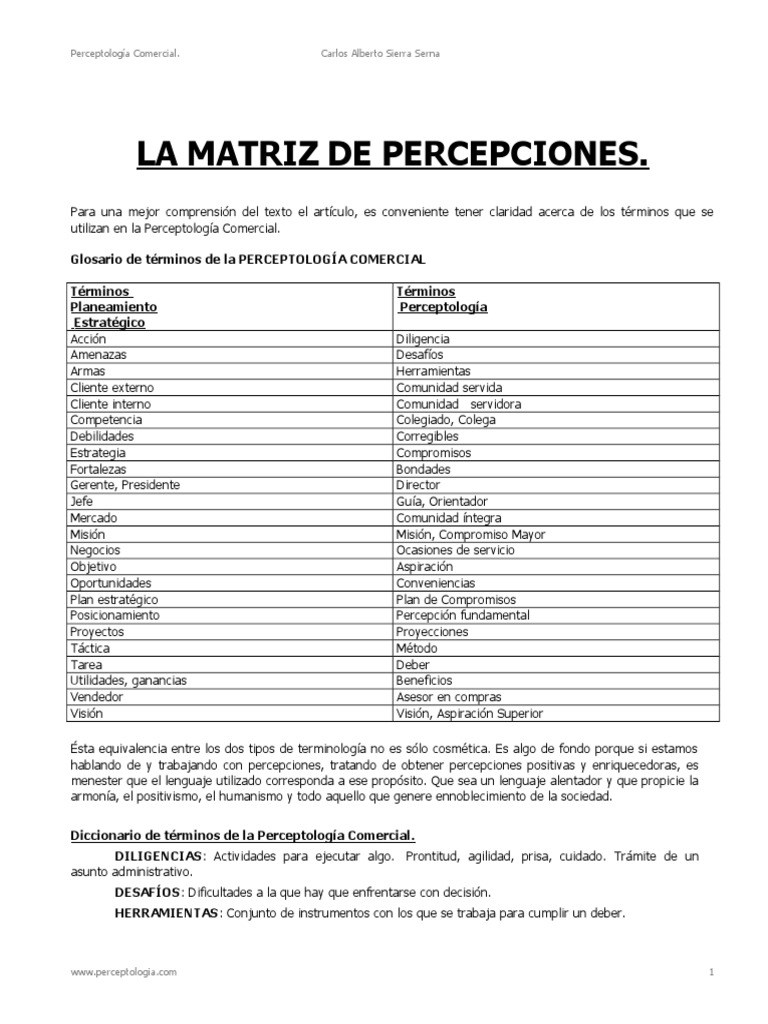Matriz de Percepciones Esumer | PDF | Percepción | Matriz (Matemáticas)