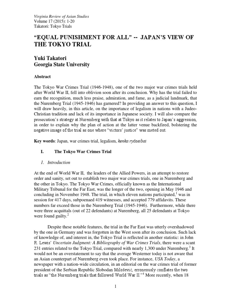 Tokyo Trials: Japan's Perspective | PDF | Empire Of Japan | Prosecutor