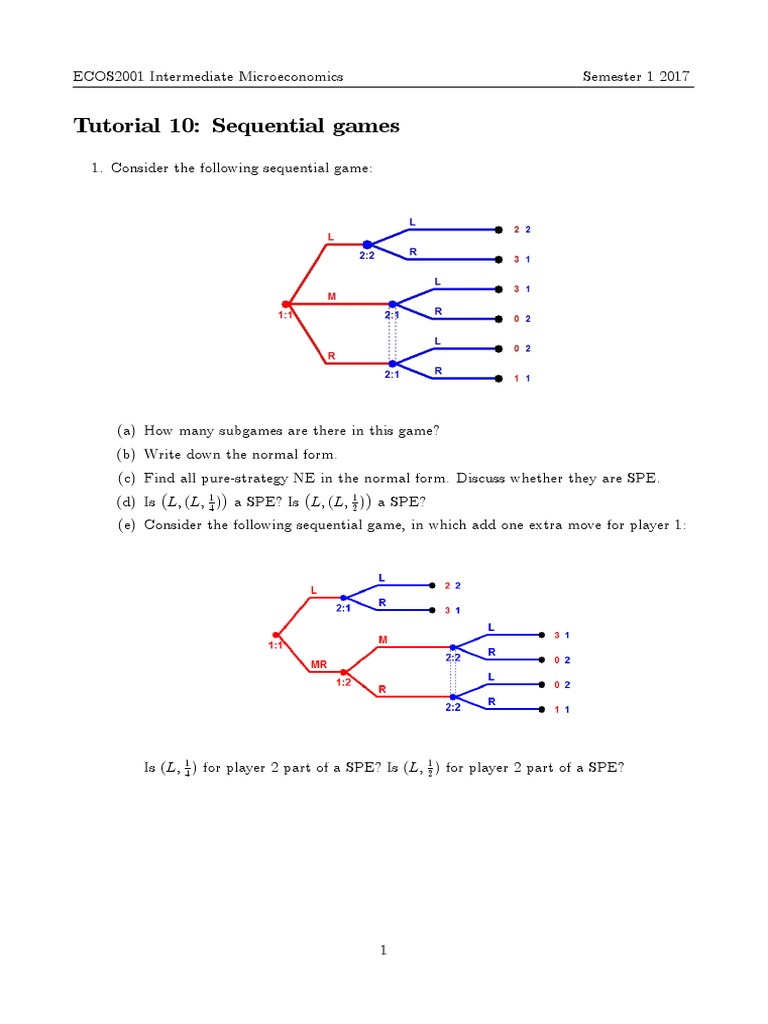 Sequential Games in Microeconomics | PDF