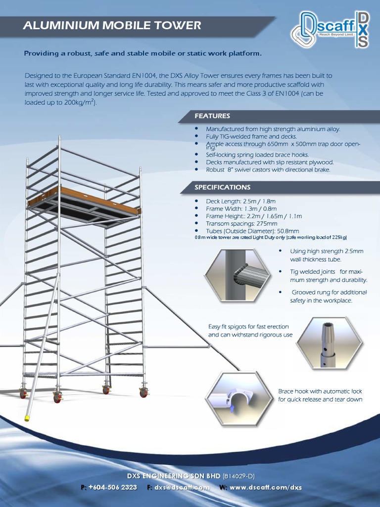 Aluminium Mobile Tower Specifications | PDF | Scaffolding | Mechanical ...