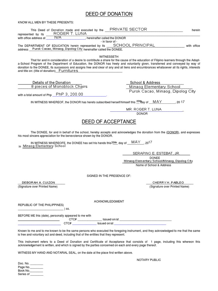 Deed of Donation/Deed of Acceptance | Deed | Government Information Deed of Donation/Deed of Acceptance | Deed | Government Information