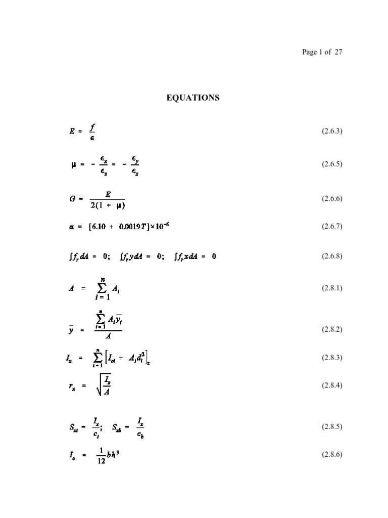Structural Design Equations Guide | PDF | Mechanical Engineering | Steel