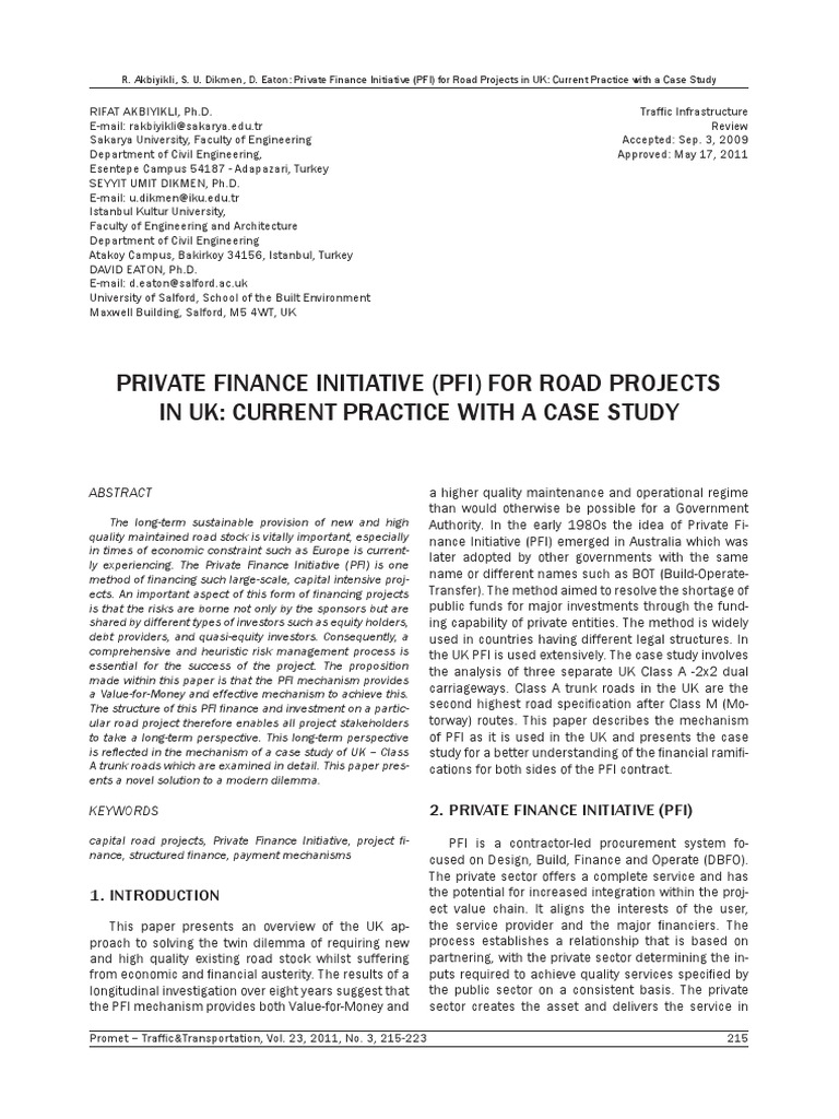 PFI for UK Road Projects: A Case Study | PDF | Bonds (Finance ...