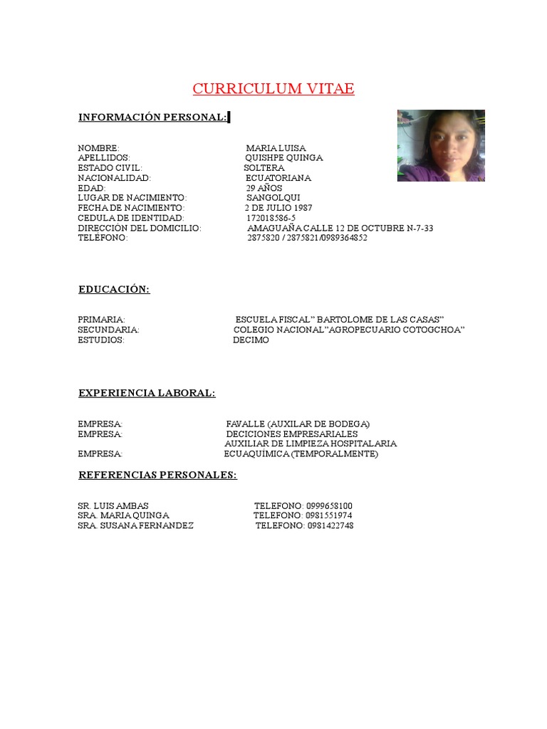 Curriculum LUISA | PDF