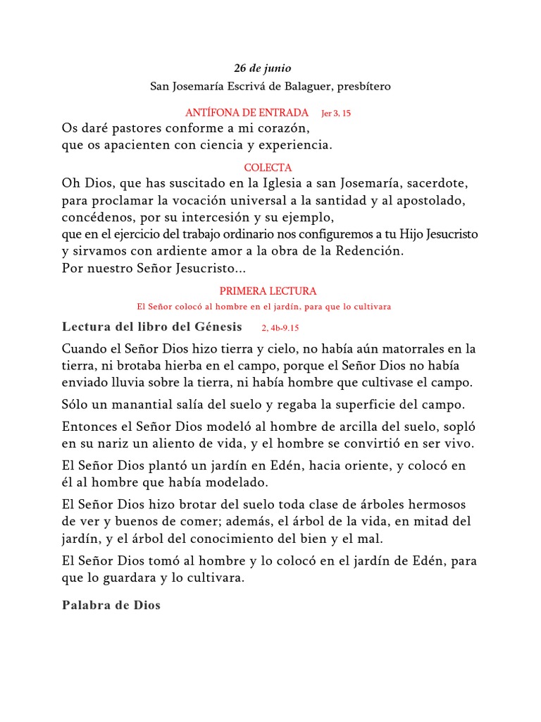 Textos Misa de San Josemaría | PDF | eucaristía | Cristo (título)