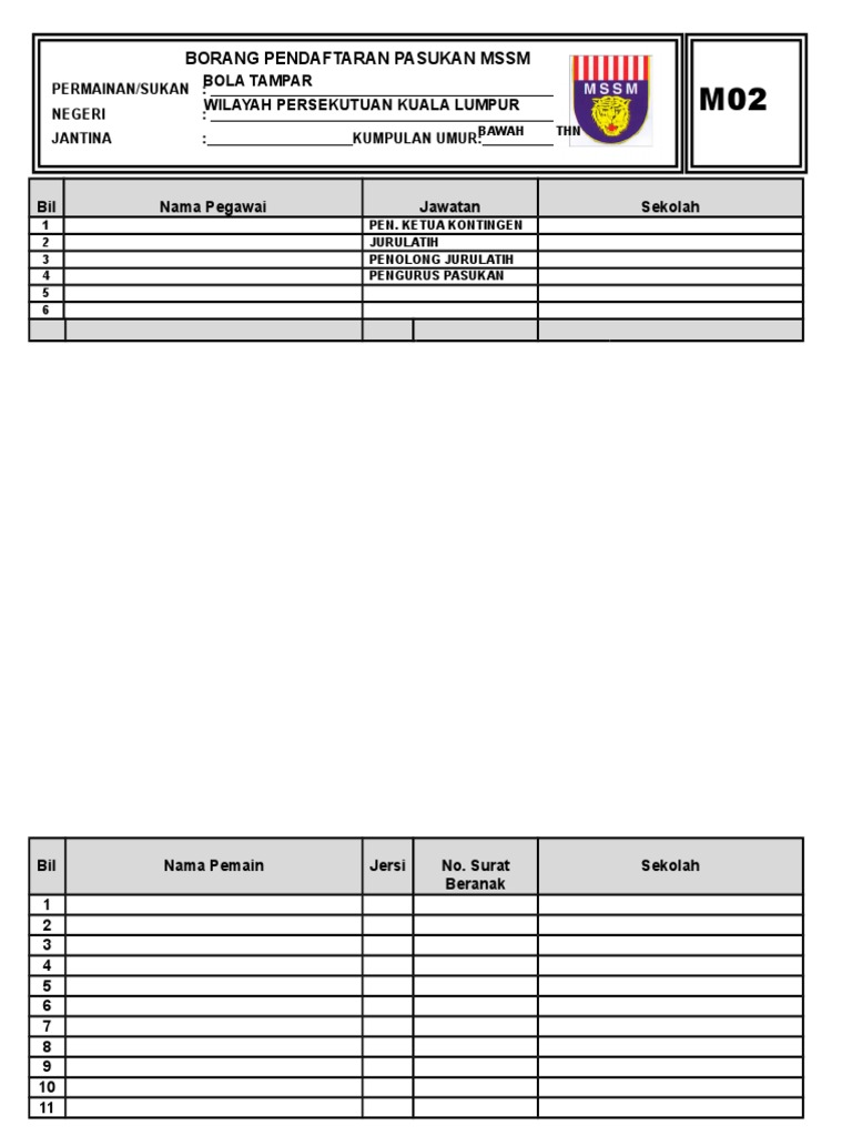 Borang Pendaftaran M02 | PDF