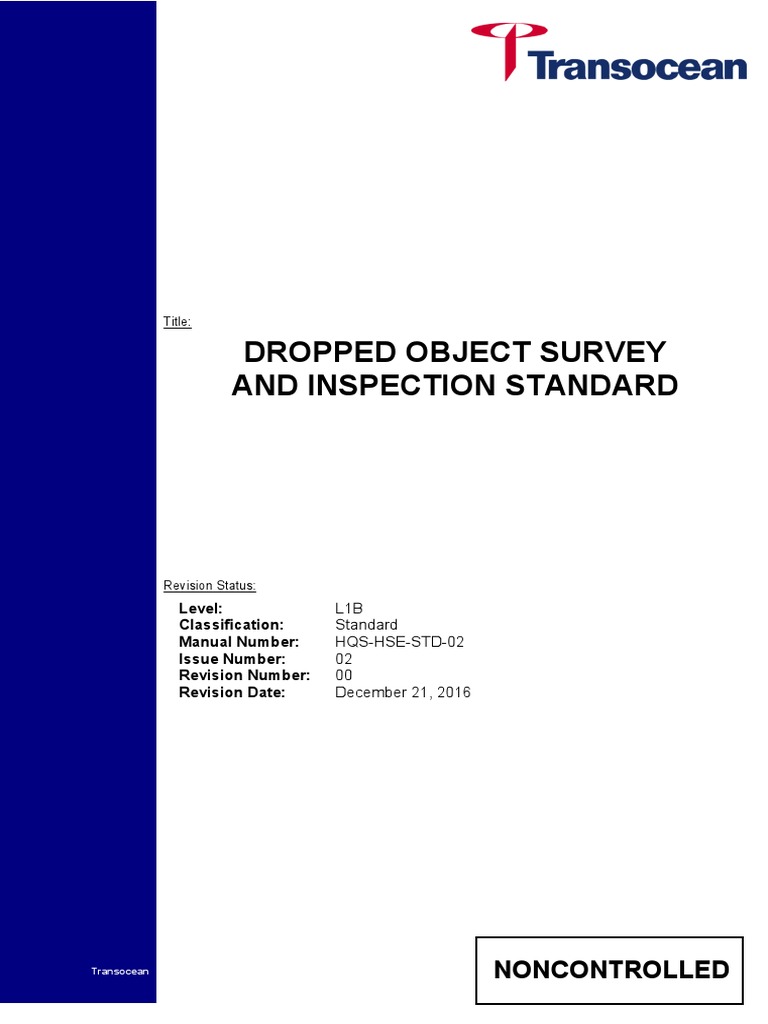 Dropped Object Survey and Inspection Standard | PDF | Crane (Machine) | Nut (Hardware)