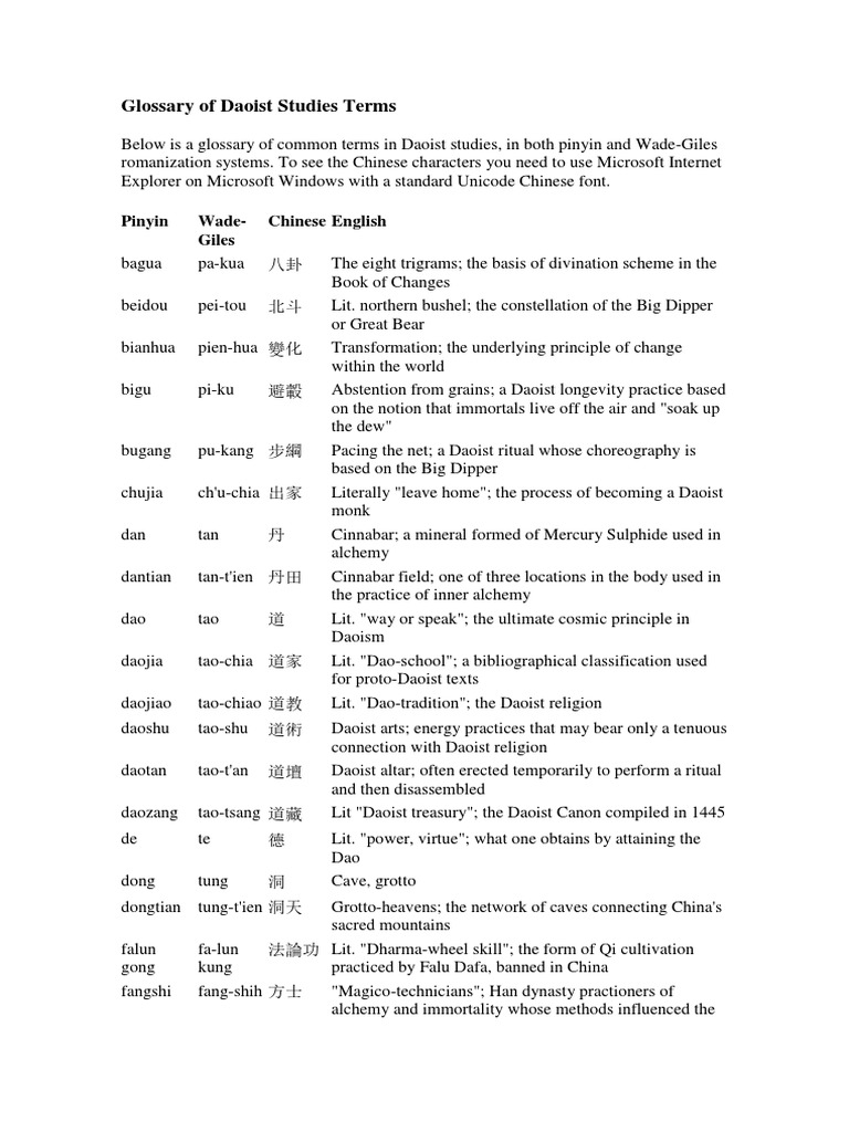 Daoist Terms Glossary | PDF | Neidan | Tai Chi