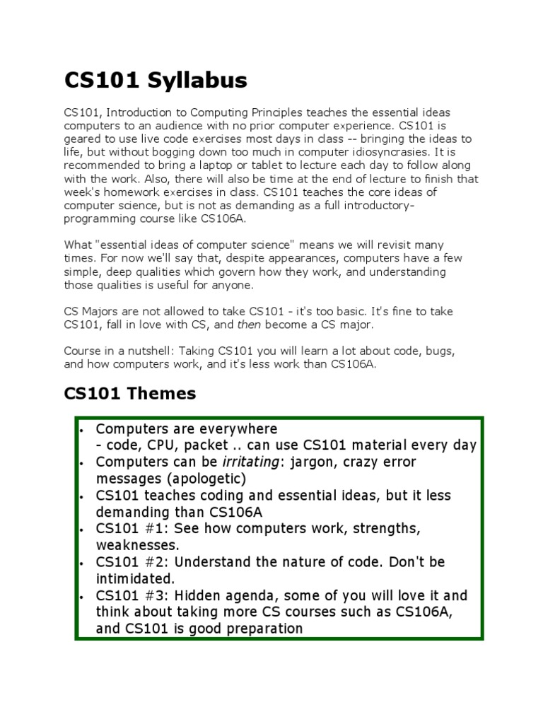 CS101 Syllabus | Download Free PDF | Firefox | Google Chrome