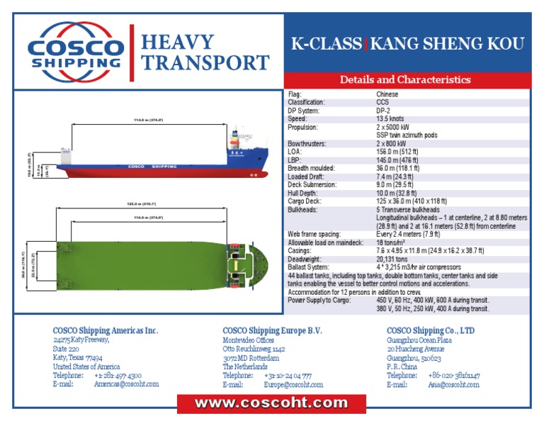 KClass Kang Sheng Kou COSCOHT | PDF | Hull (Watercraft) | Naval Ships