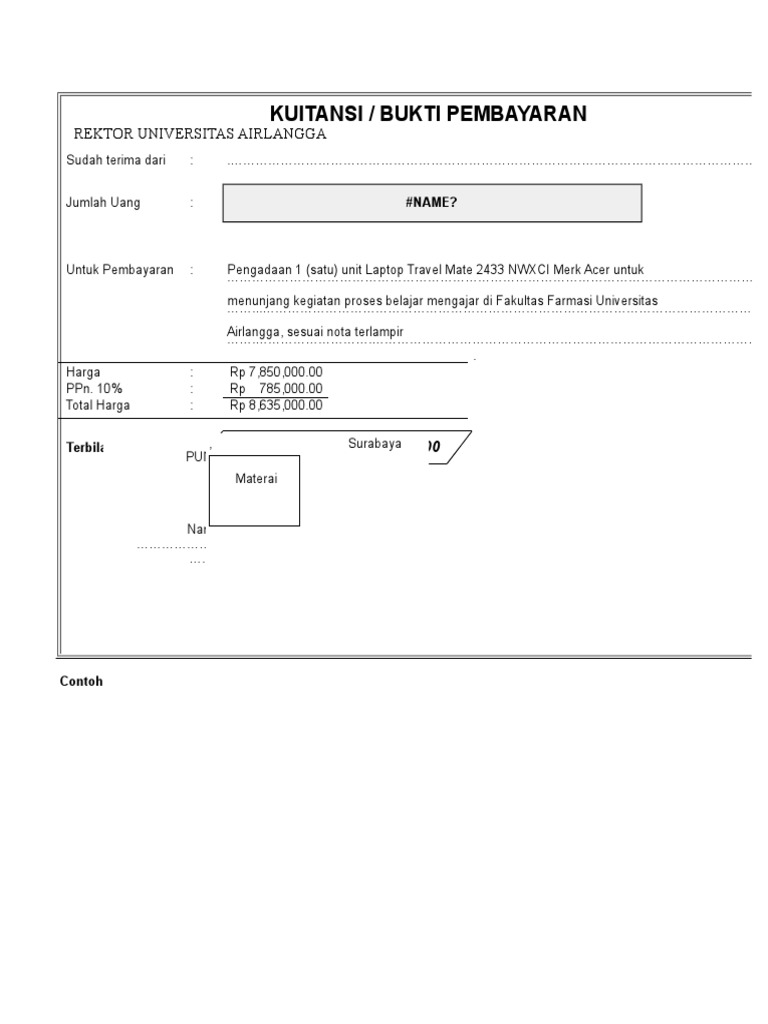 Kwitansi Pembayaran Laptop | PDF