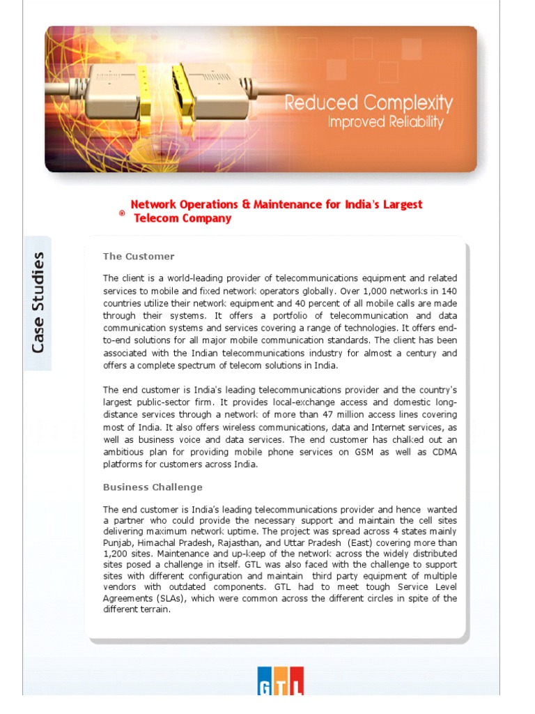 Network Operations & Maintenance For India's Largest Telecom Company ...