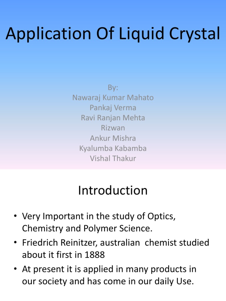 Applications of Liquid Crystals | PDF | Liquid Crystal | Liquid Crystal ...