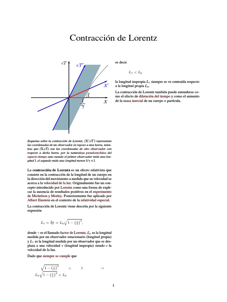 Contracción de Lorentz | PDF | Relatividad especial | Matemáticas Aplicadas