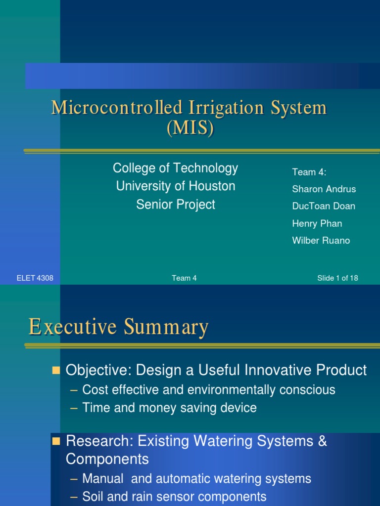 Microcontrolled Irrigation System | PDF | Microcontroller | Fire ...