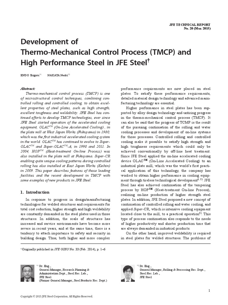 Thermo-Mechanical Control Process (TMCP) and High Performance Steel in ...